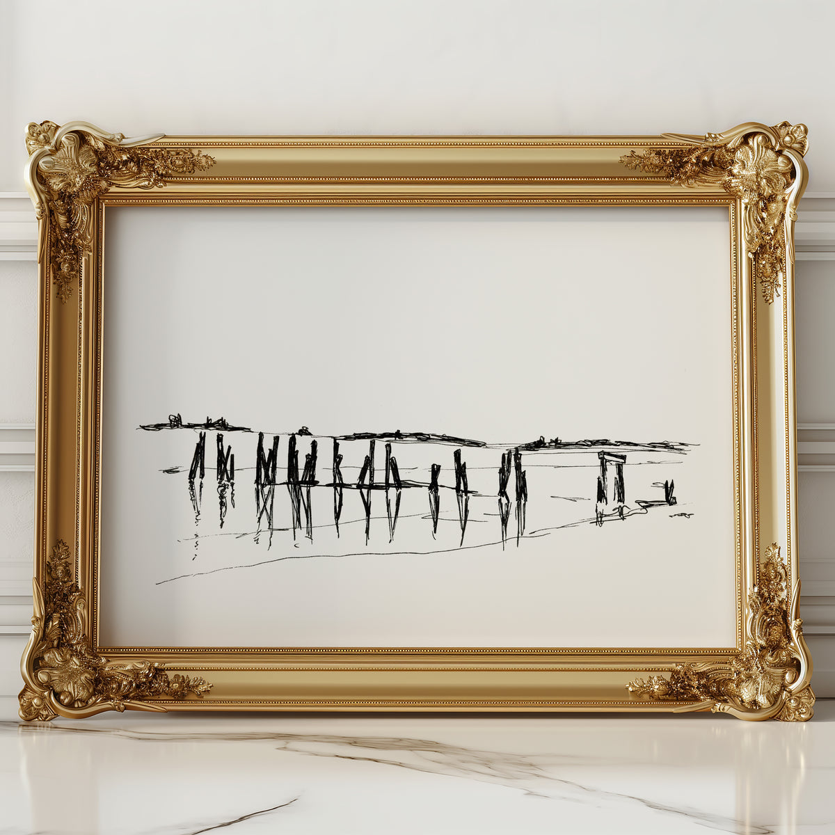 Coastal Line Drawing, West Beach, Fine Art Print – Green Barn Studio ...